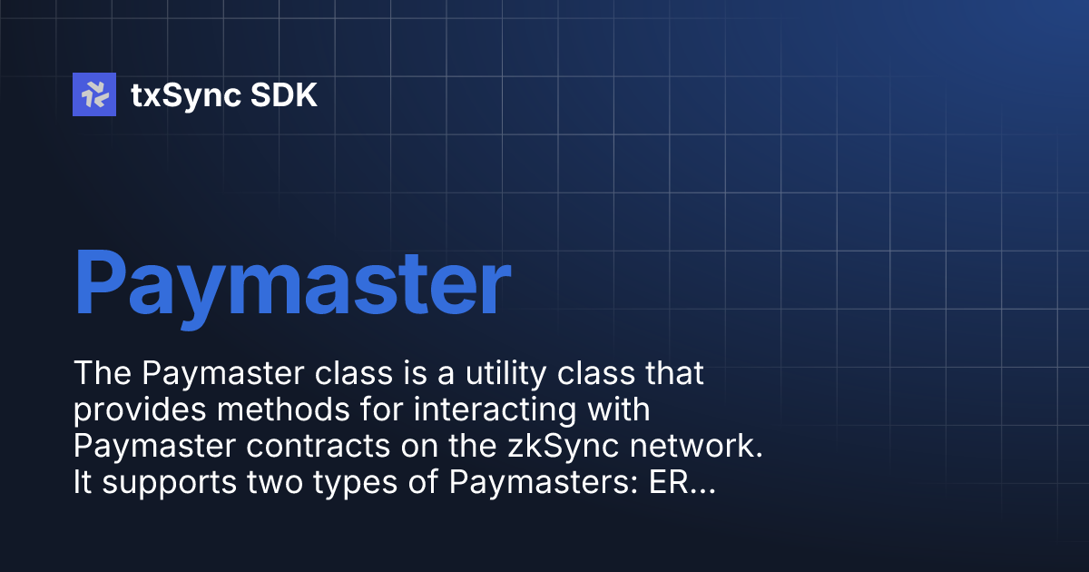 Paymaster | txSync SDK
